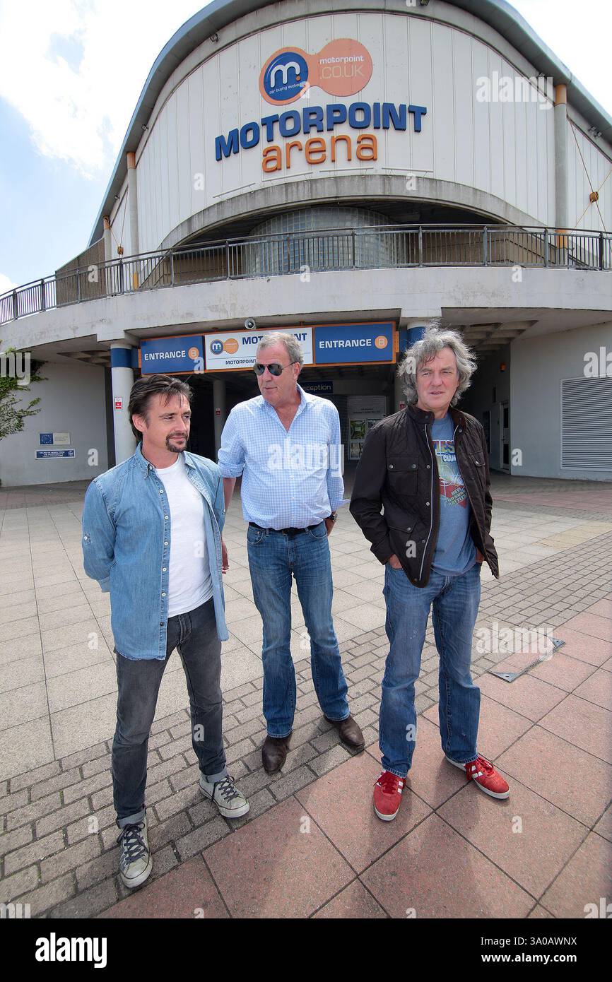 Jeremy Clarkson, Richard Hammond & James May arrive at Sheffield Arena ...