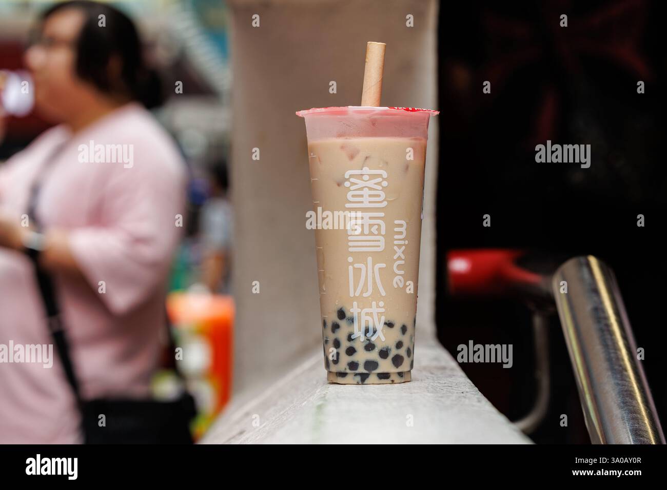 Hong Kong, China. 03rd Mar, 2025. Mixue bubble tea seen in Hong Kong. The Chinese brand- Mixue ...