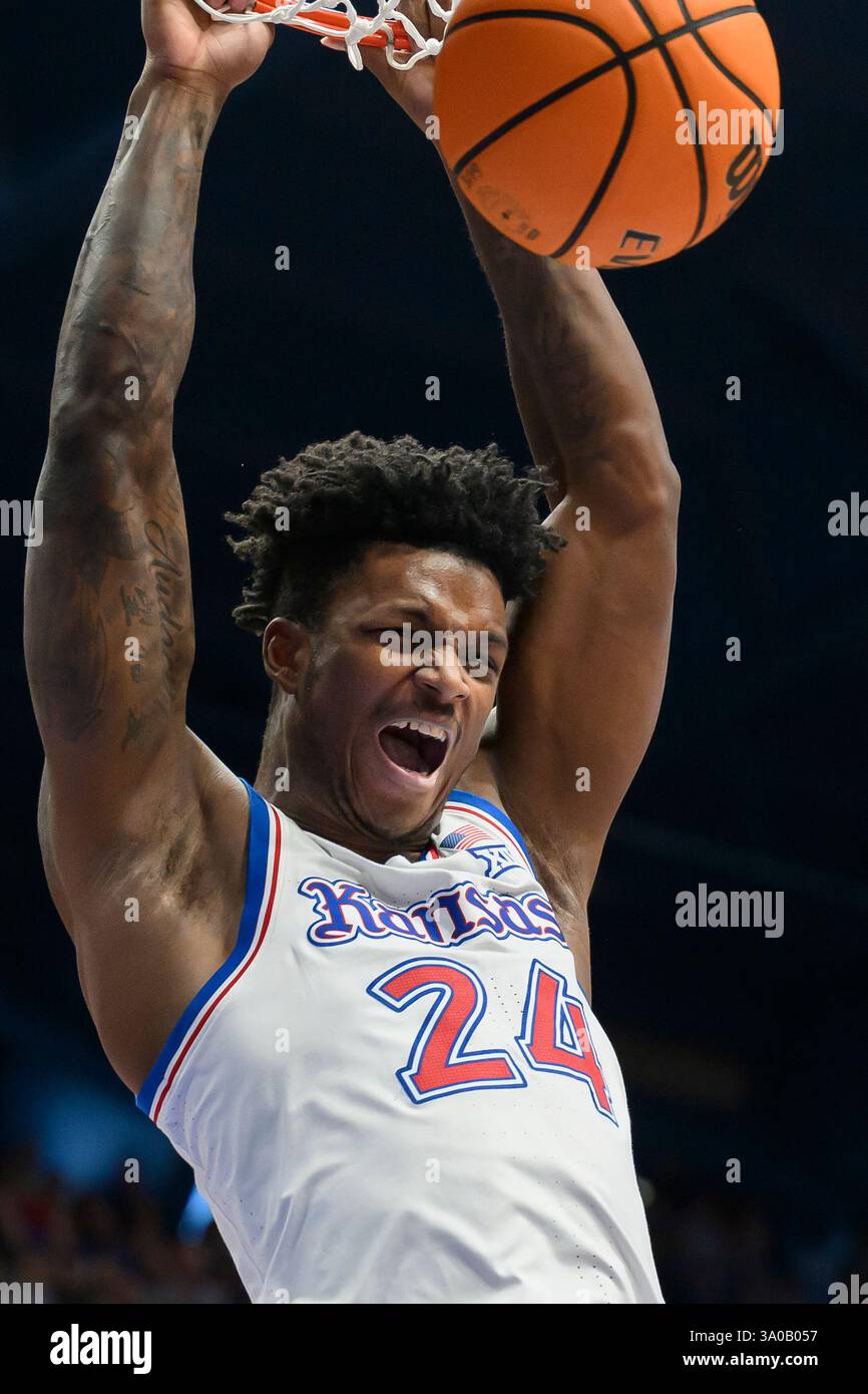 Kansas forward KJ Adams Jr. dunks the ball against Texas Tech during ...