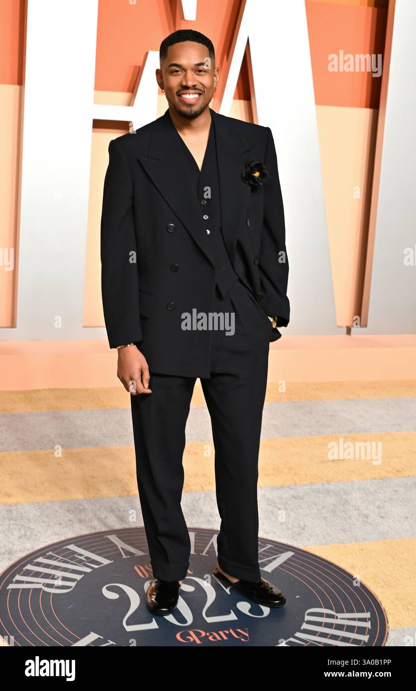 Kelvin Harrison Jr. arriving at the Vanity Fair Oscar Party held at the ...