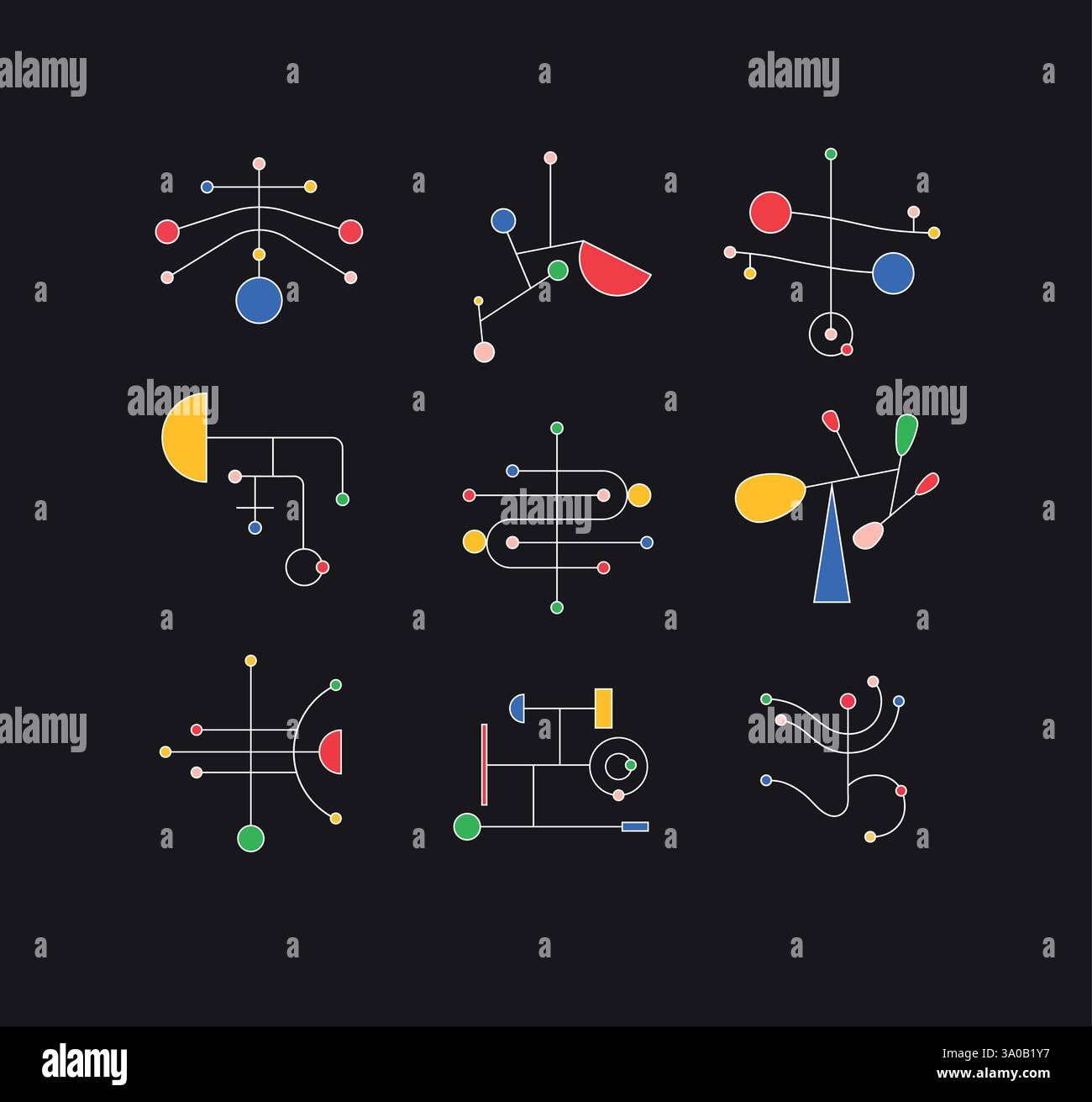 Geometric vivid color shape illustrations collection drawing in Piet ...