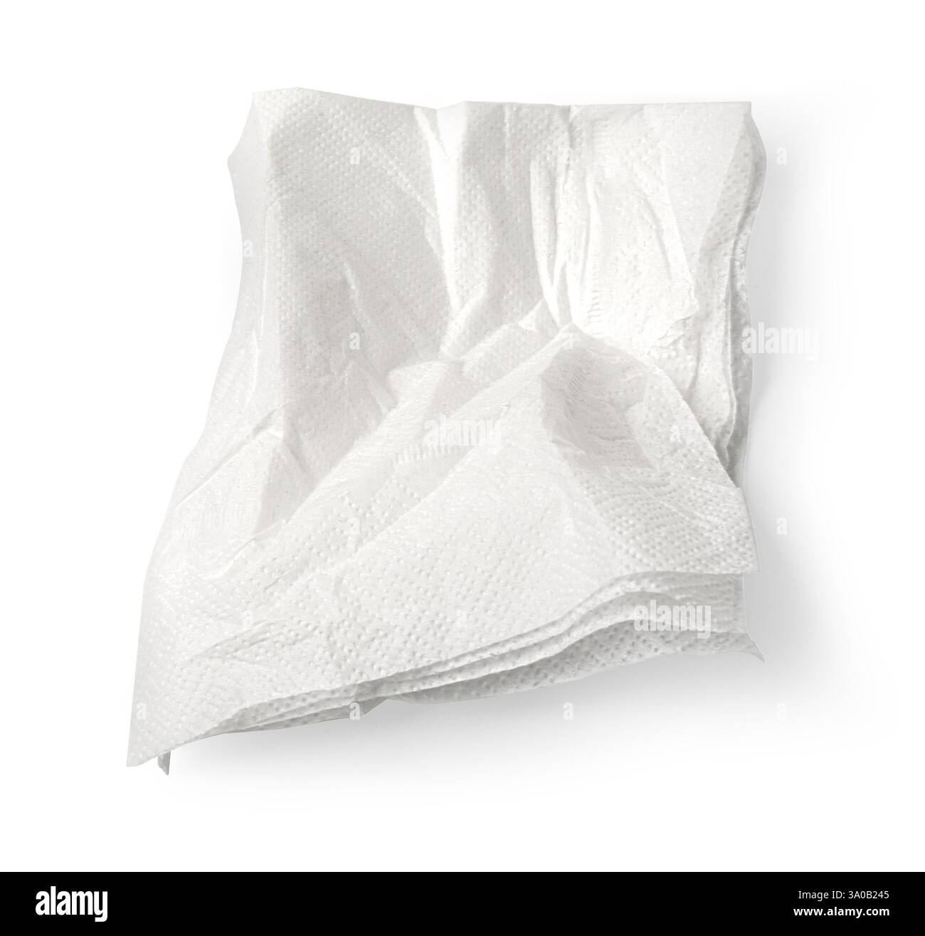 Crumpled disposable white paper napkin isolated on white background cut ...