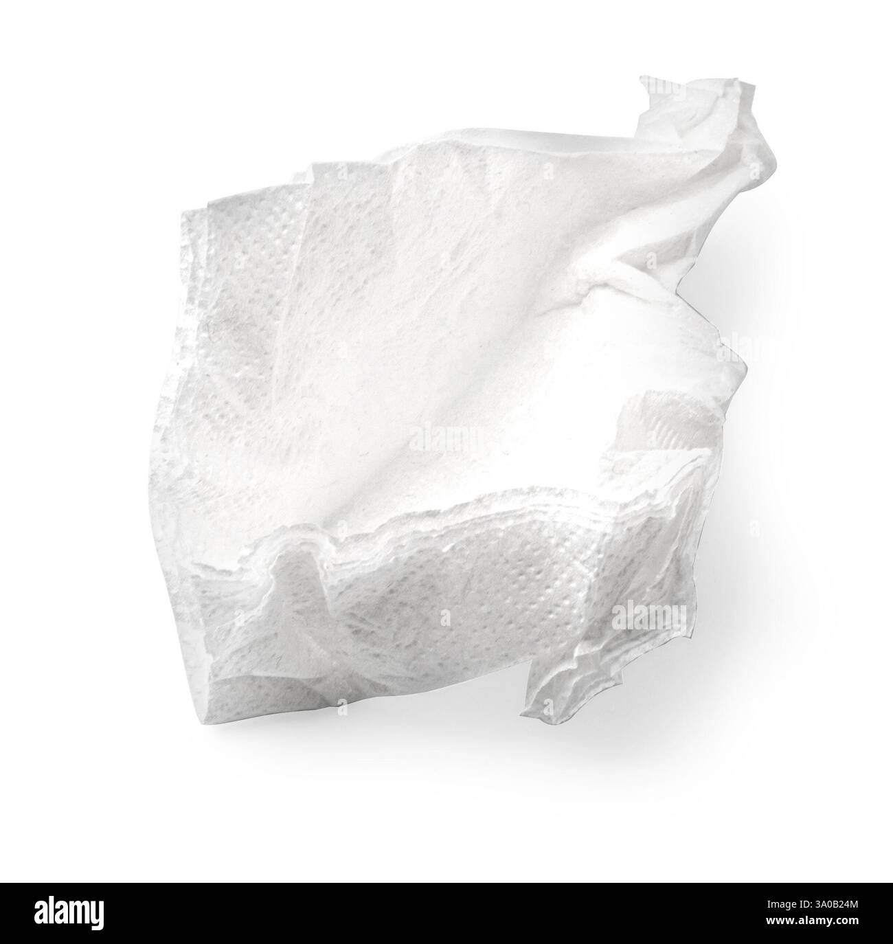 Crumpled disposable white paper napkin isolated on white background cut ...