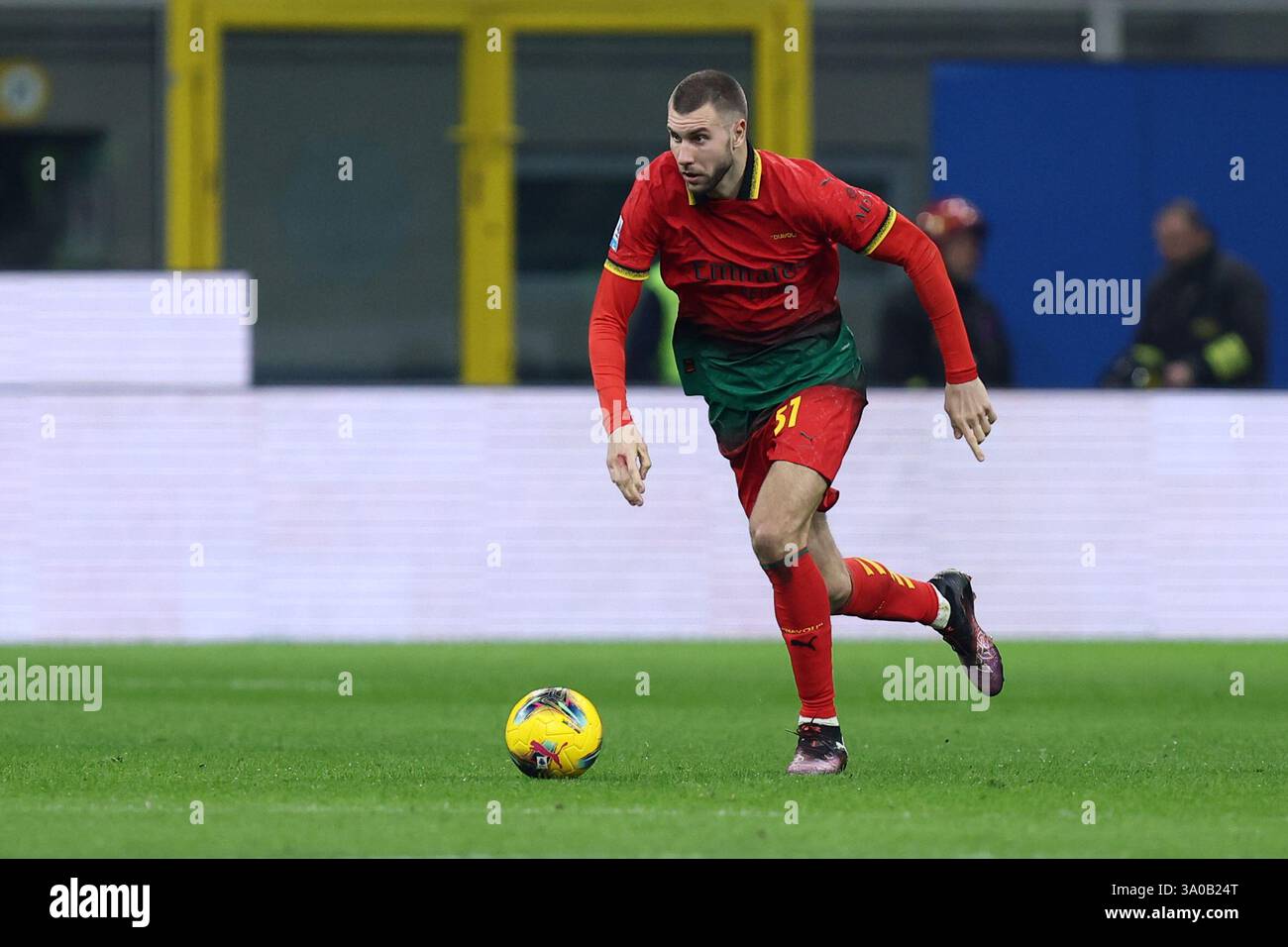 Milano, Italy. 02nd Mar, 2025. Strahinja Pavlovic of Ac Milan in action ...