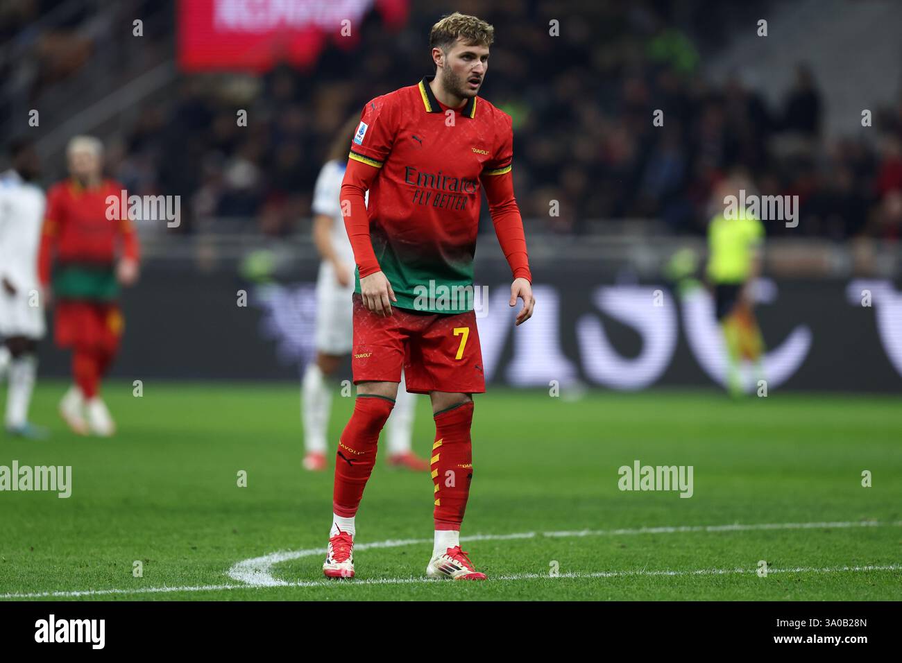 Milano, Italy. 02nd Mar, 2025. Santiago Gimenez of Ac Milan looks on ...