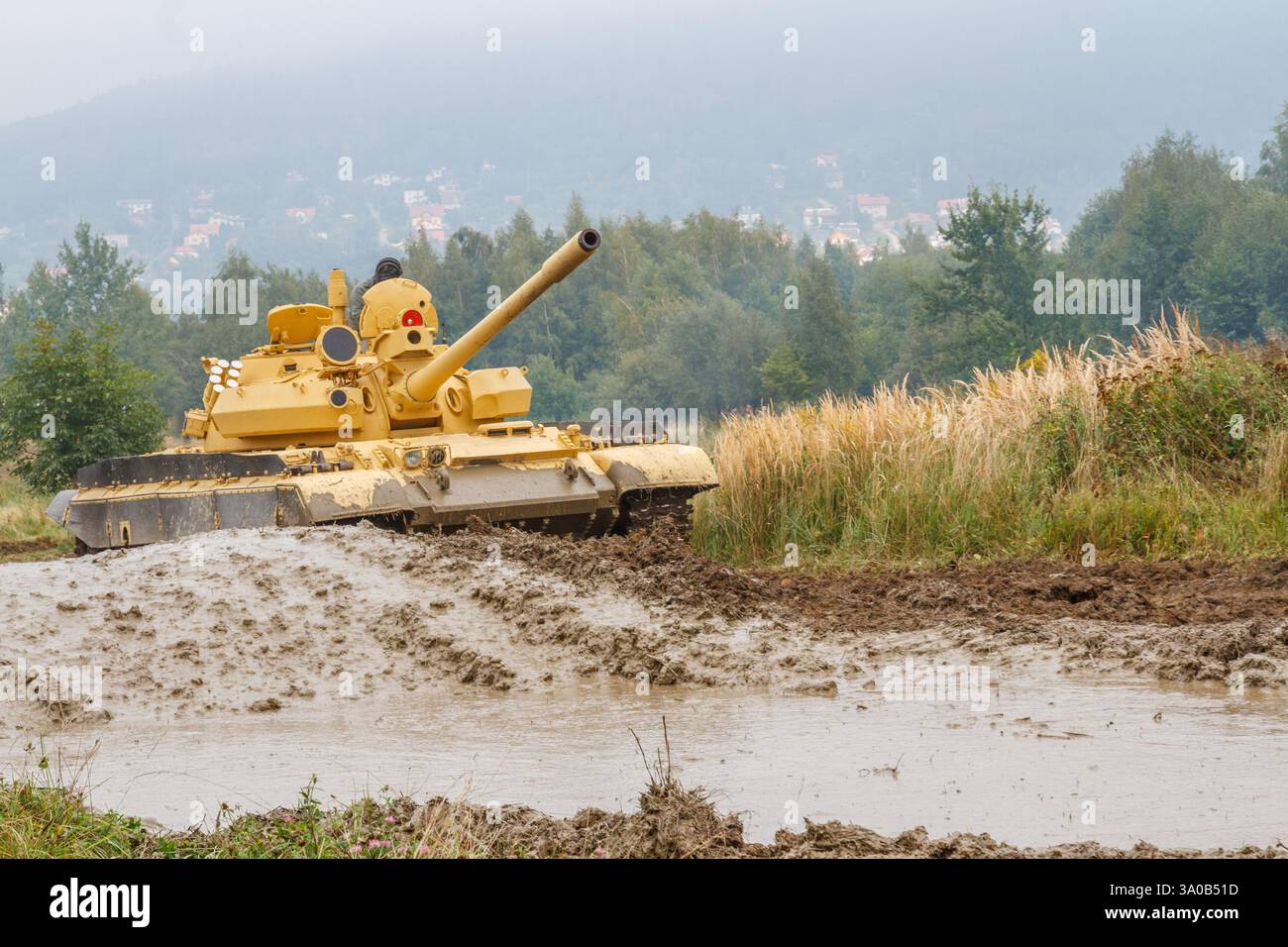 Soviet T-62 main battle tank from the Cold War era during a military ...