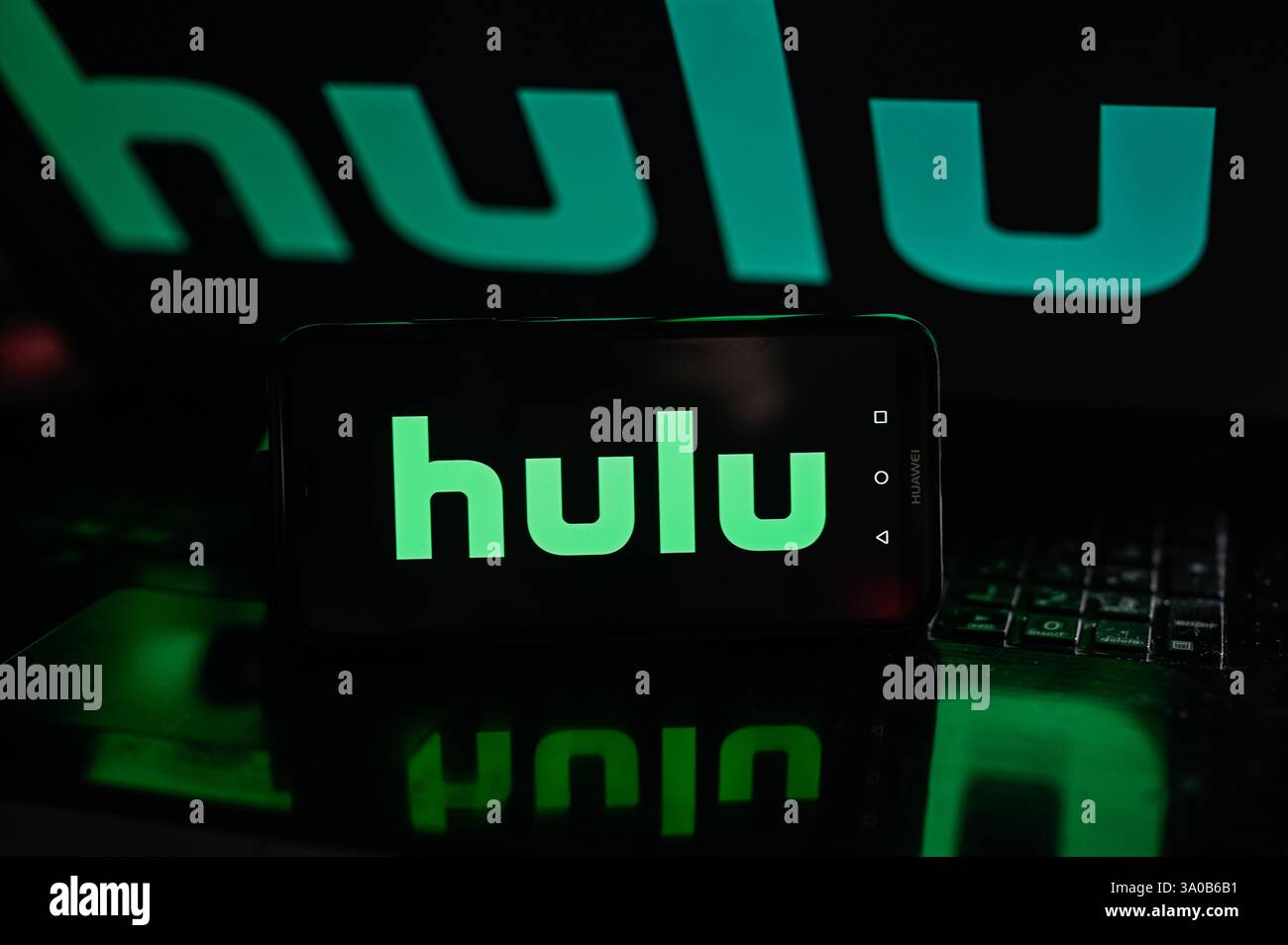 In this photo illustration, a Hulu logo is displayed on a smartphone ...