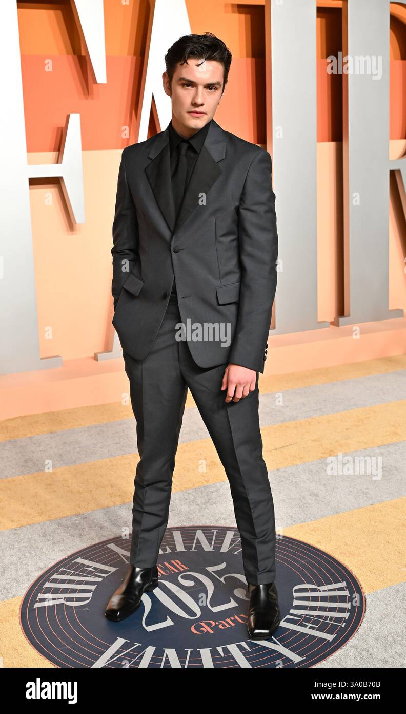 Louis Partridge arriving at the Vanity Fair Oscar Party held at the ...