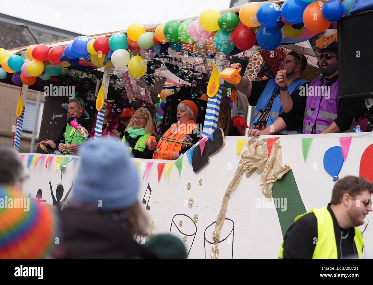 03 March 2025, Schleswig-Holstein, Marne: A float drives through the ...