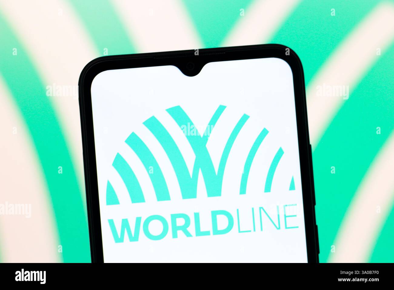 In this photo illustration, the Worldline logo is seen displayed on a ...