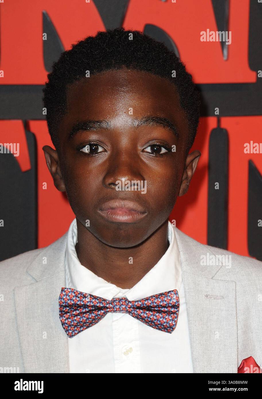 Caleb McLaughlin arriving at the premiere of Netflix's 'Stranger Things ...
