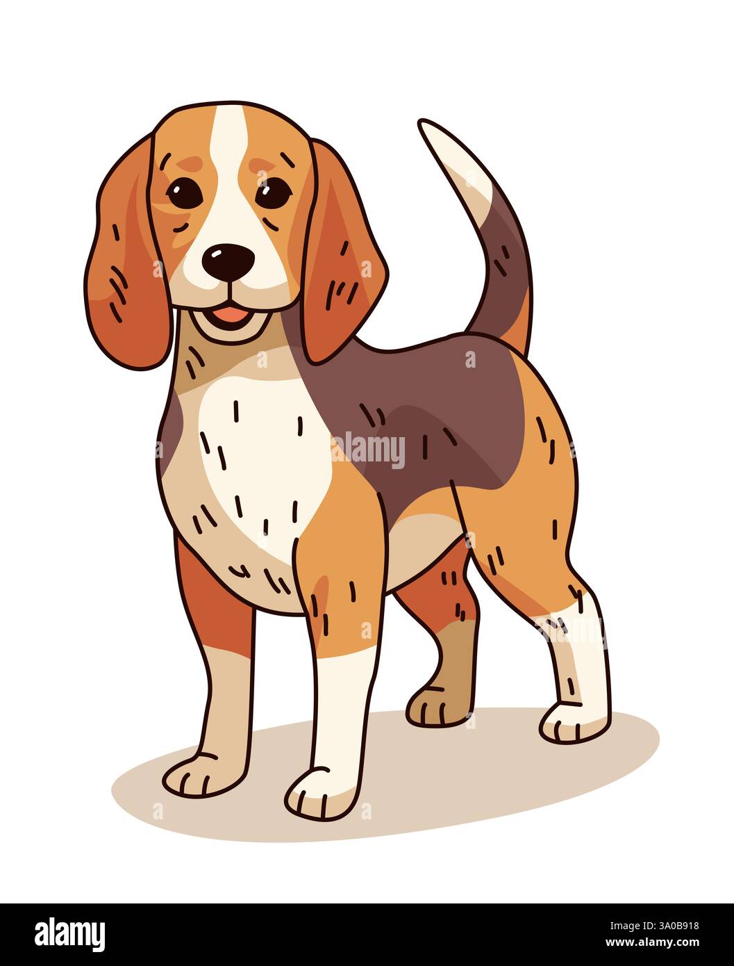 Beagle dog cartoon style standing happy colorful playful pet character ...