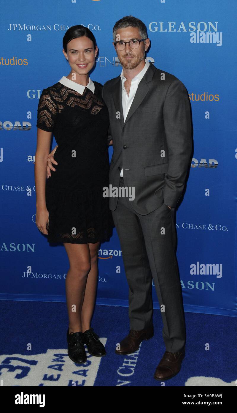 Odette Annable and Dave Annable arriving at the premiere of 'Gleason ...
