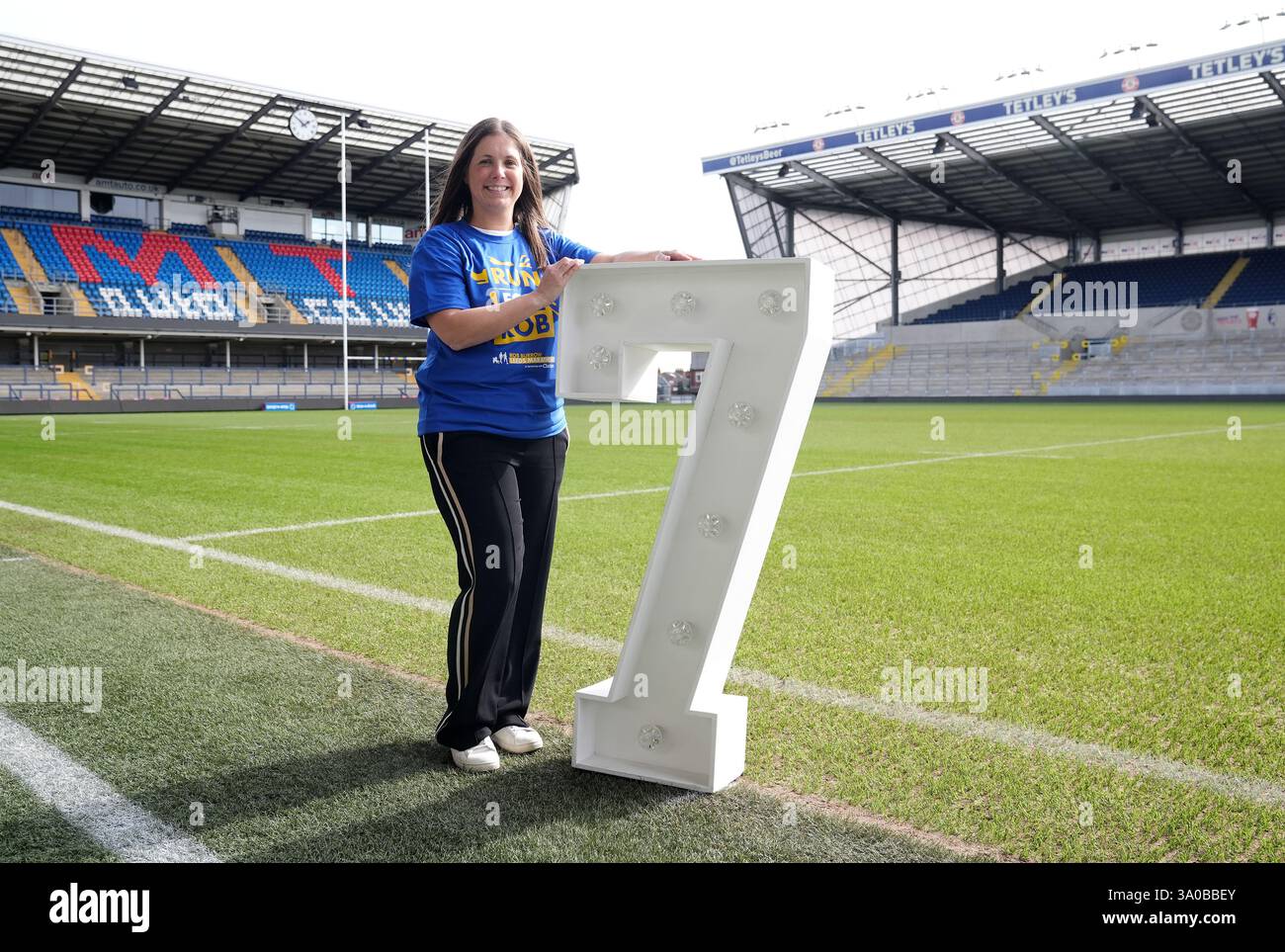 Lindsey Burrow poses for photos during the Rob Burrow Leeds Marathon ...