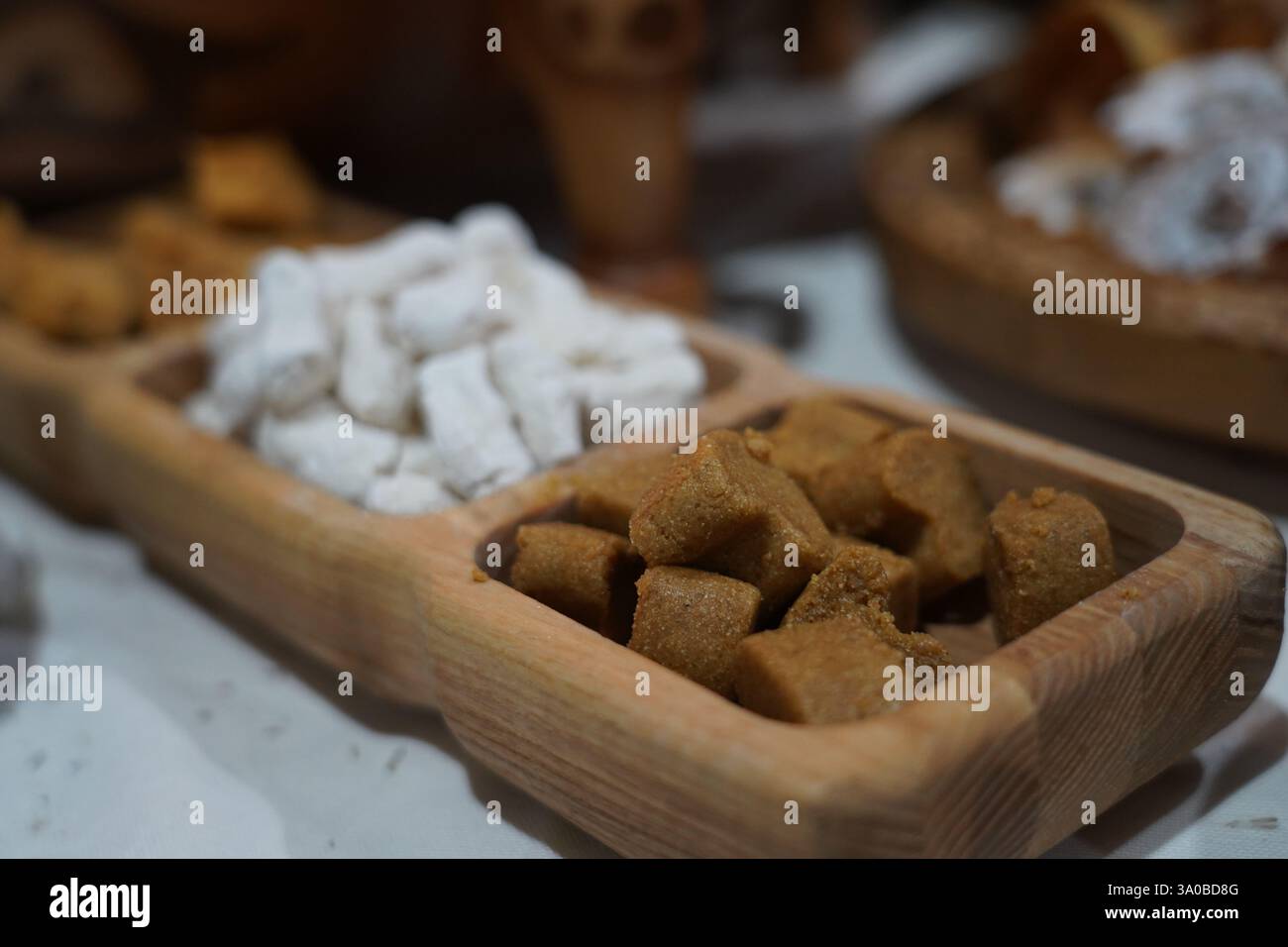 Kazakh traditional sweets in wooden cups Stock Photo - Alamy