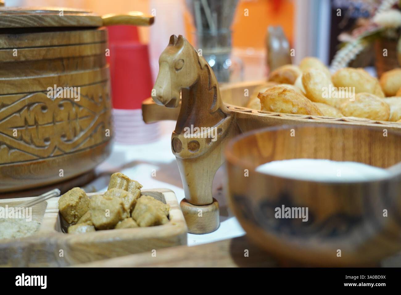 A horse carved out of wood. A dish rack Stock Photo - Alamy
