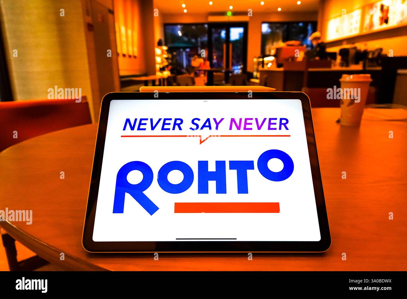 China. 02nd Mar, 2025. In this photo illustration, a ROHTO Group logo ...