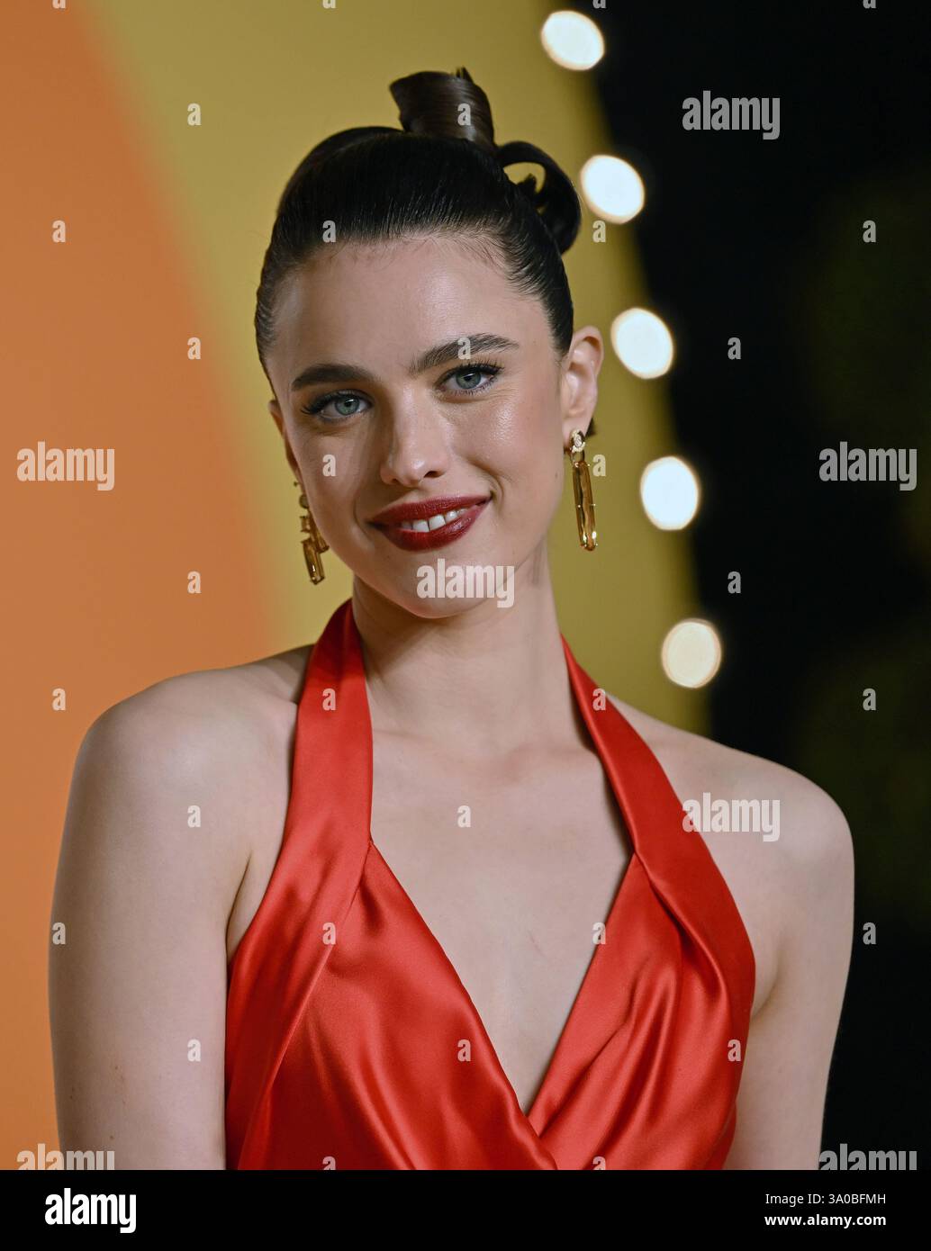 Margaret Qualley arrives for the Vanity Fair Oscar Party at the Wallis ...