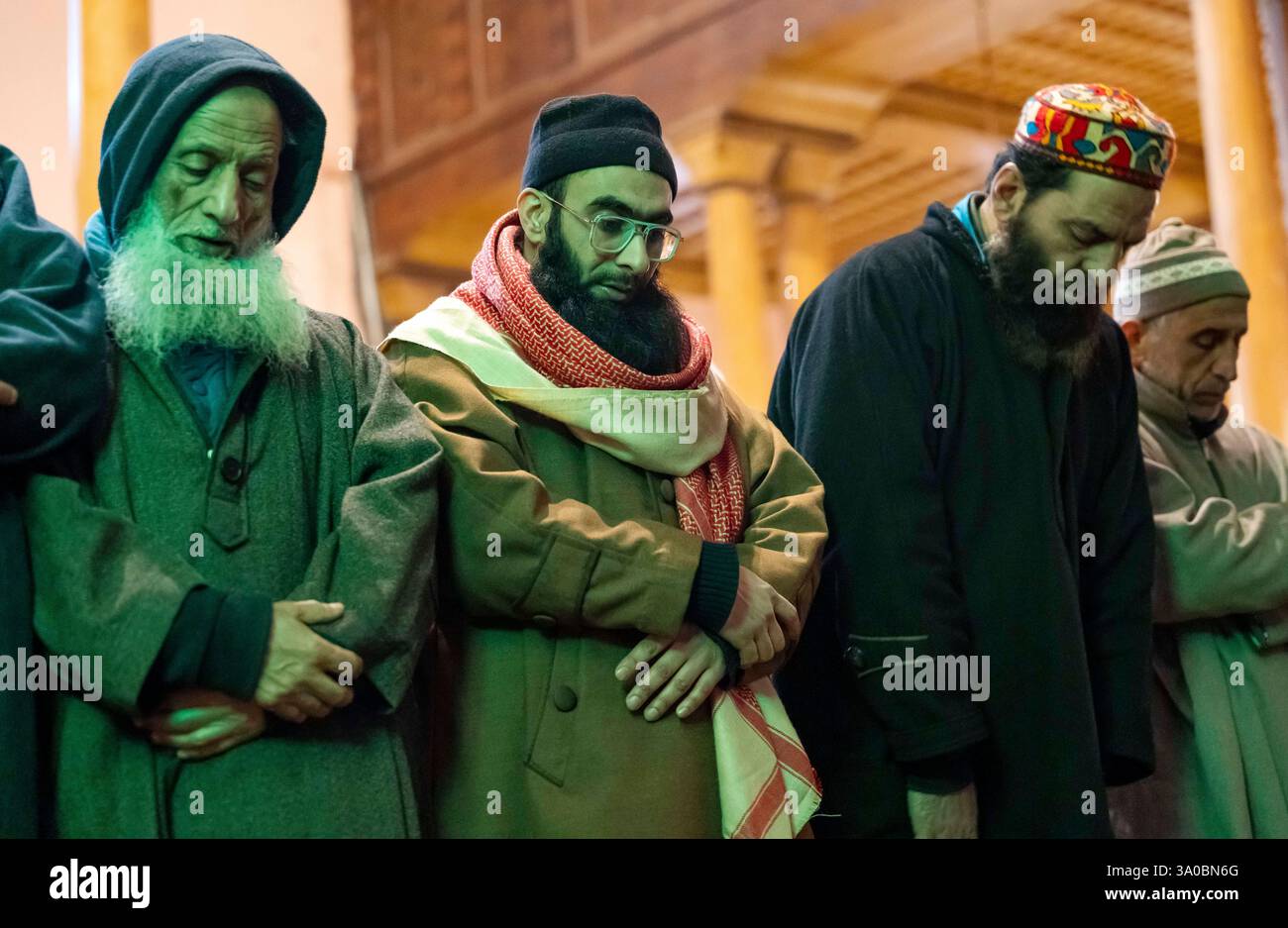 Kashmiri Muslims pray inside Jamia Masjid Srinagar on the second day of ...