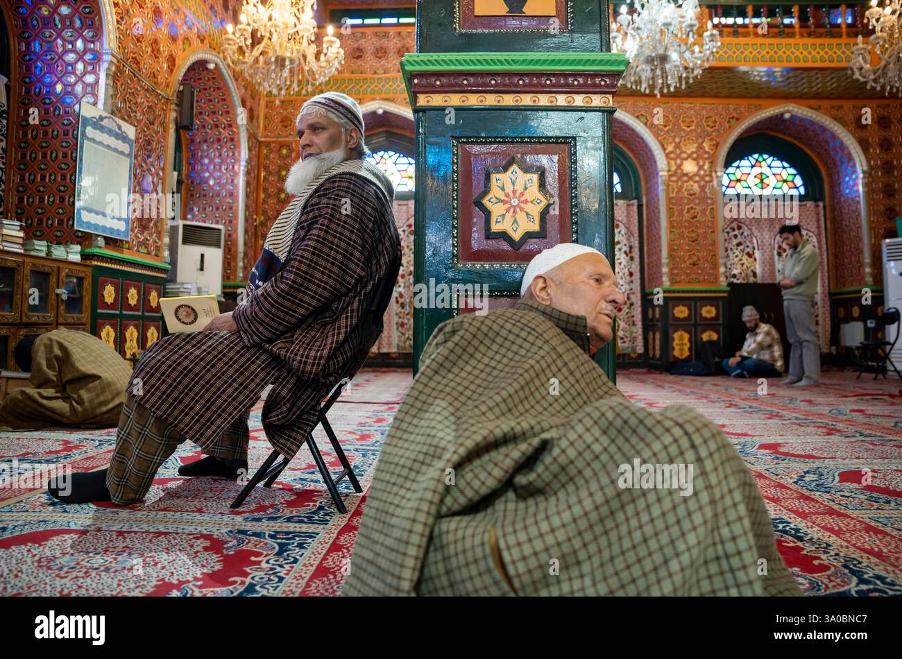 Kashmiri Muslims pray inside a shrine on the second day of Ramadan ...