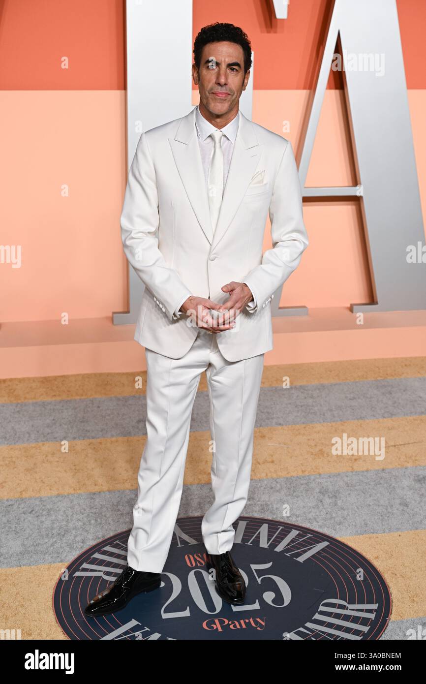 Los Angeles, USA. March 2nd, 2025. Sacha Baron Cohen arriving at the Vanity Fair Oscar Party ...