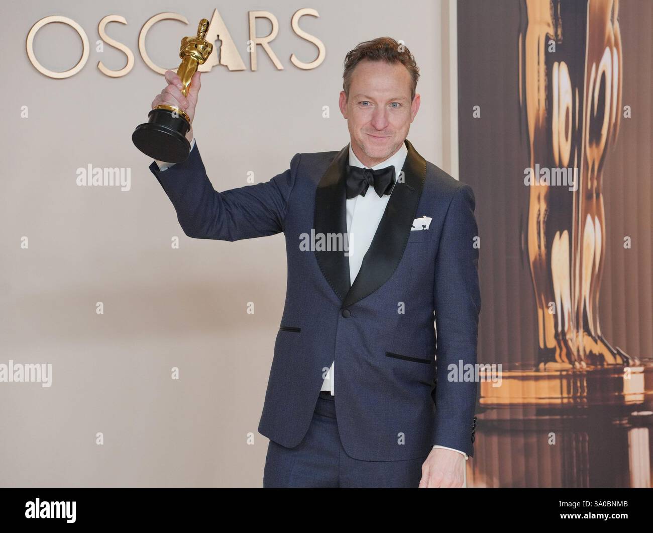Lol Crawley, winner of the Best Cinematography for “The Brutalist”, posing in the press room at ...