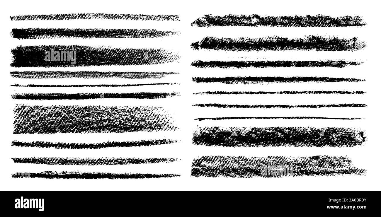 Charcoal lines, chalk highlight strokes doodle set. Crayon strips ...