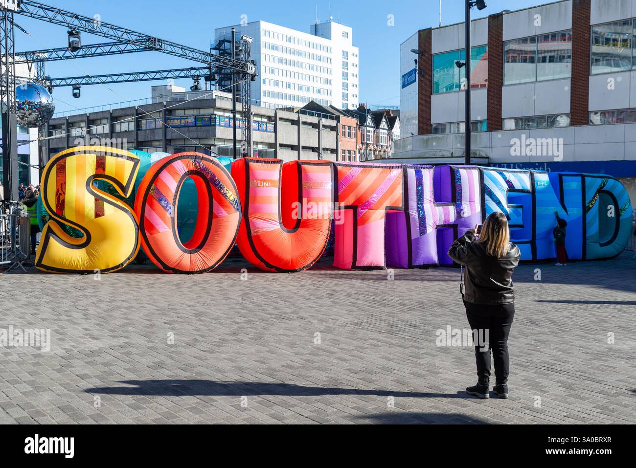 Huge Southend inflatable sign on display in Southend on Sea, Essex, UK ...
