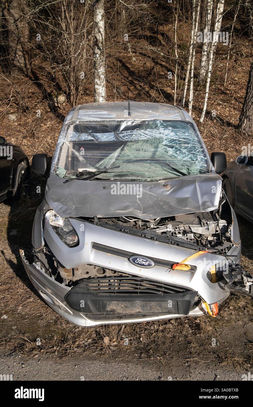 Frontal collision passenger car Stock Photo - Alamy