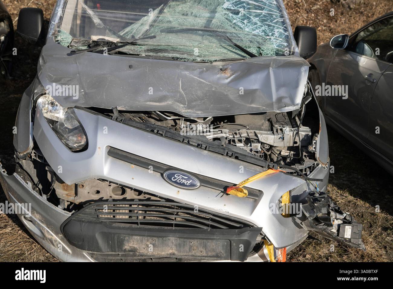 Frontal collision passenger car Stock Photo - Alamy