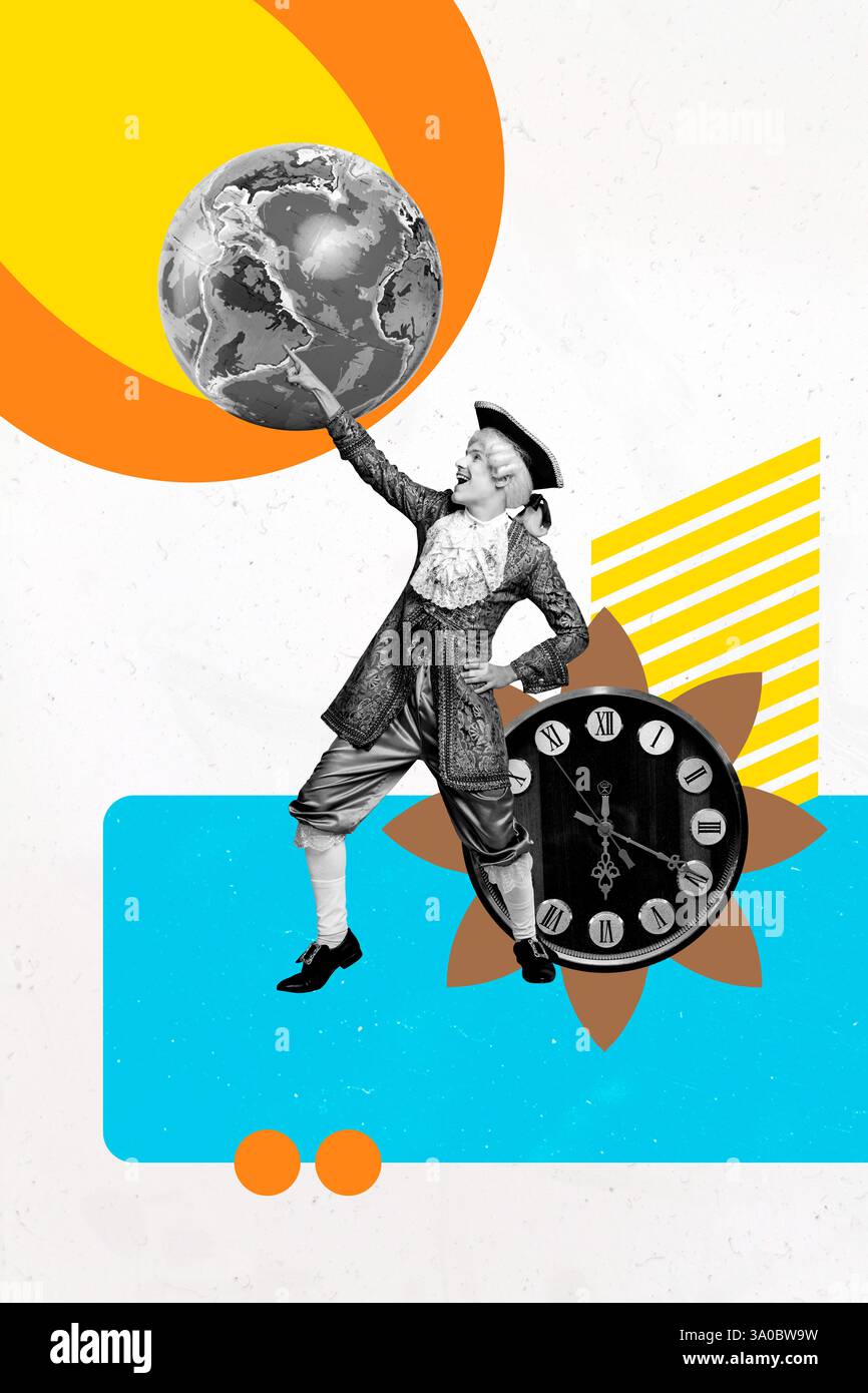 Exclusive art banner collage of happy count man wear rococo costume ...