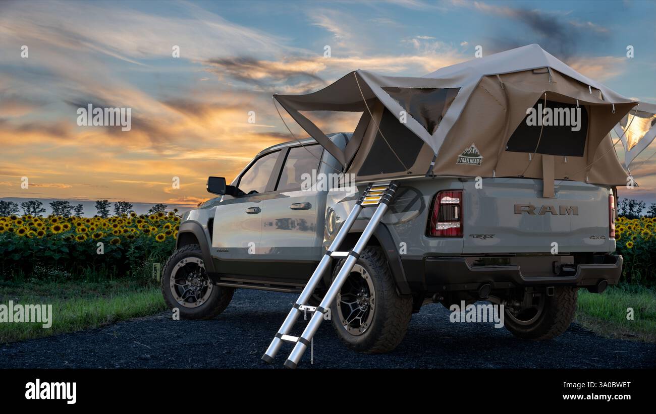 Ram 1500 TRX Camper Truck POWERED for Adventure Stock Photo - Alamy