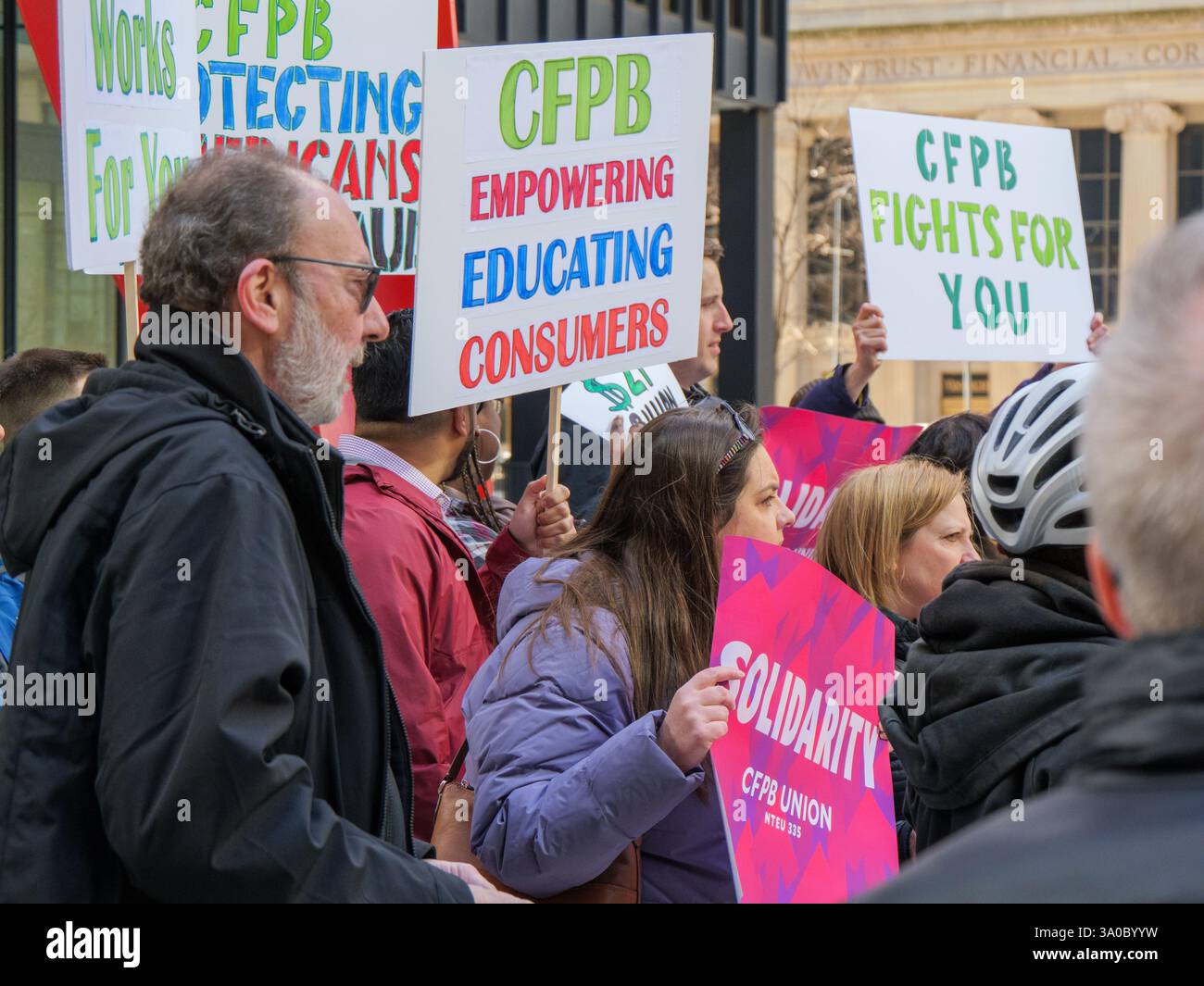 Protest against Consumer Financial Protection Bureau employee firings ...