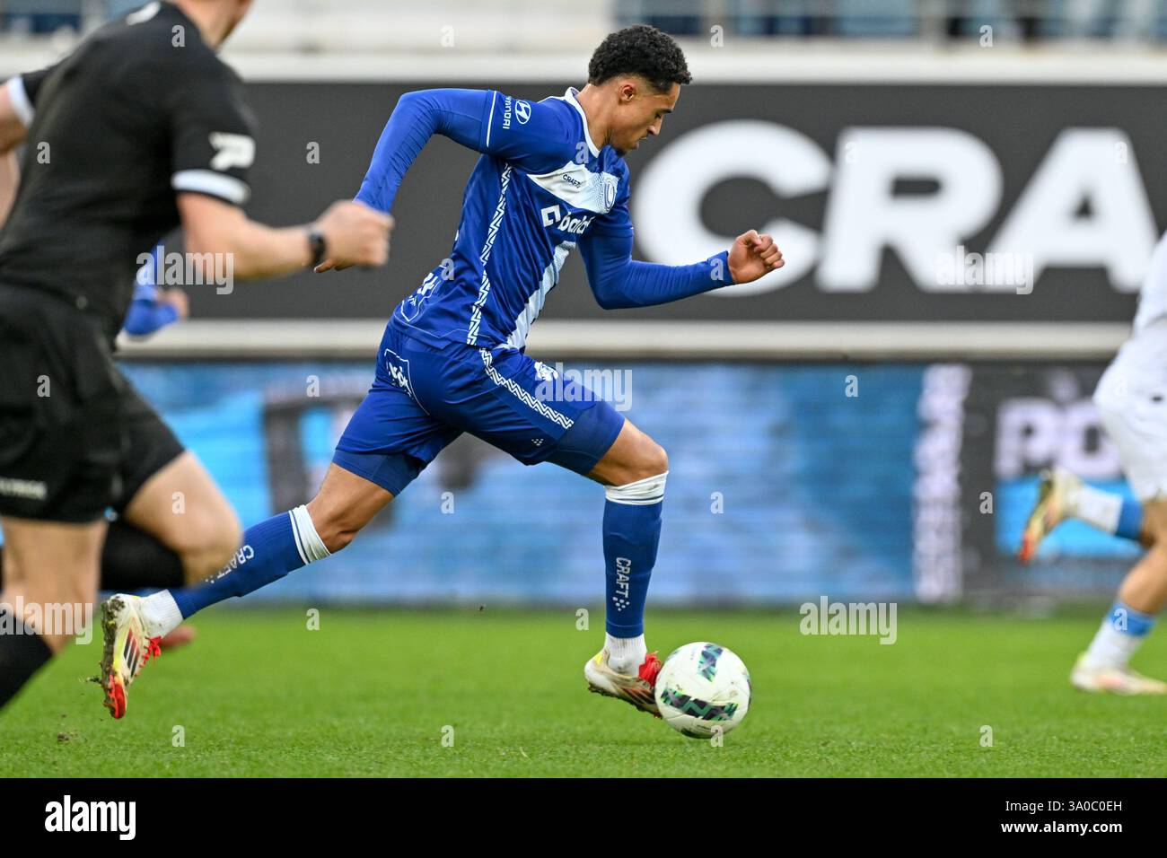 Gent, Belgium. 01st Mar, 2025. Aime Omgba (10) of AA Gent pictured ...