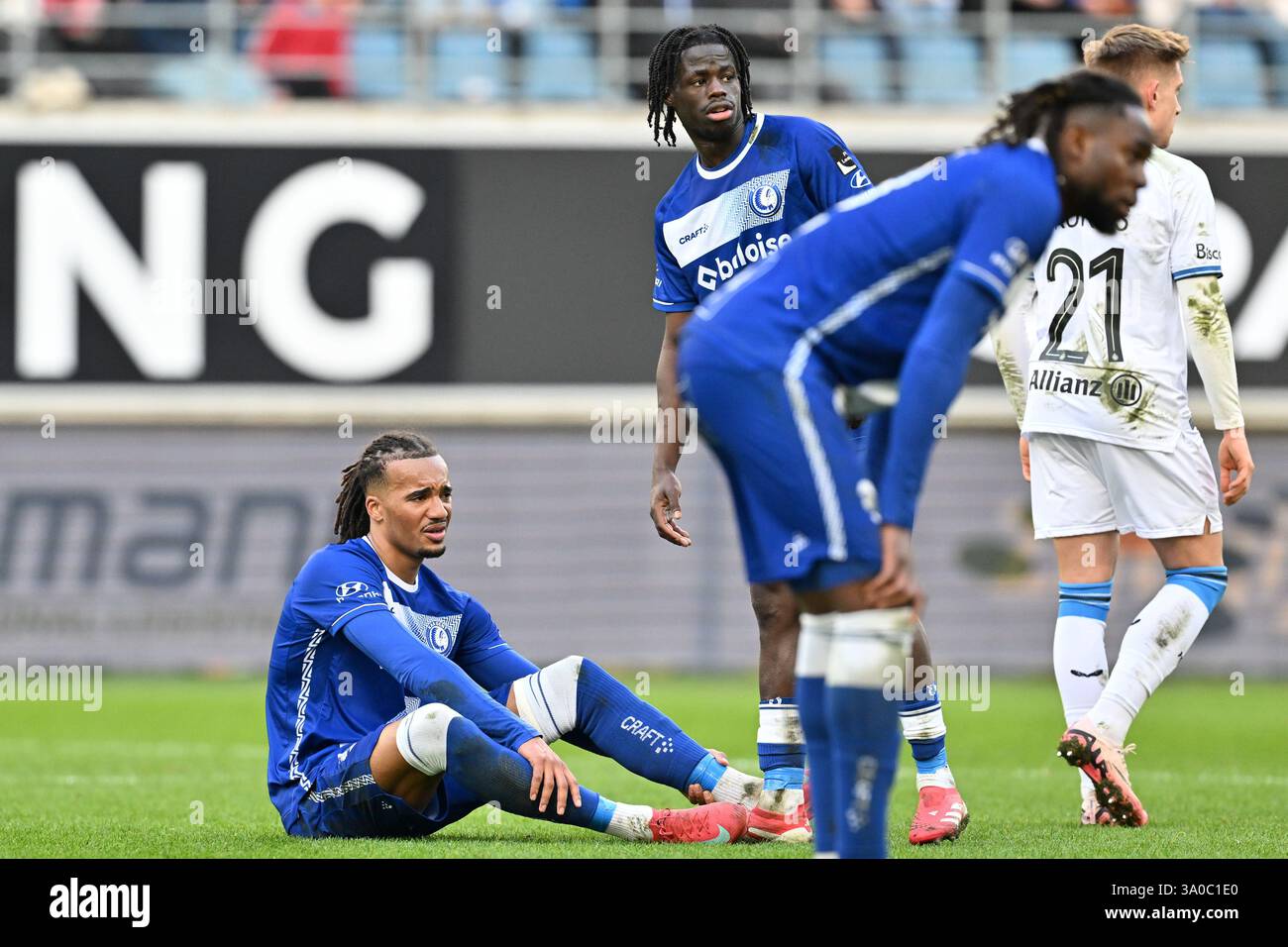 Archie Brown (3) of AA Gent and Leonardo Lopes Da Silva (5) of AA Gent ...