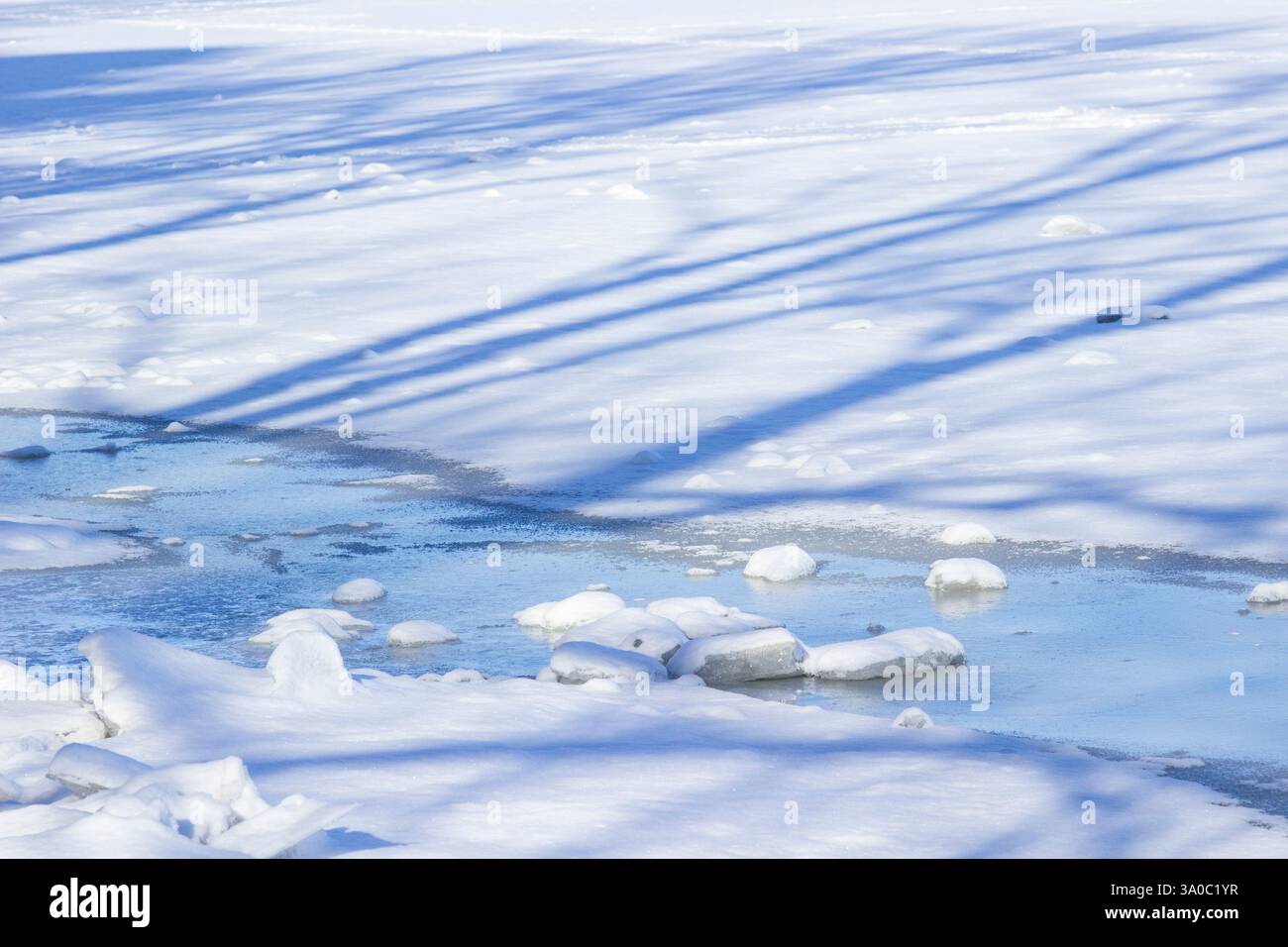 Unfrozen river flows among snow hi-res stock photography and images - Alamy