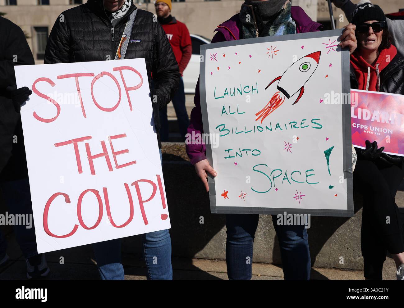 Washington Dc, Virginia, USA. 3rd Mar, 2025. Demonstrators protest ...