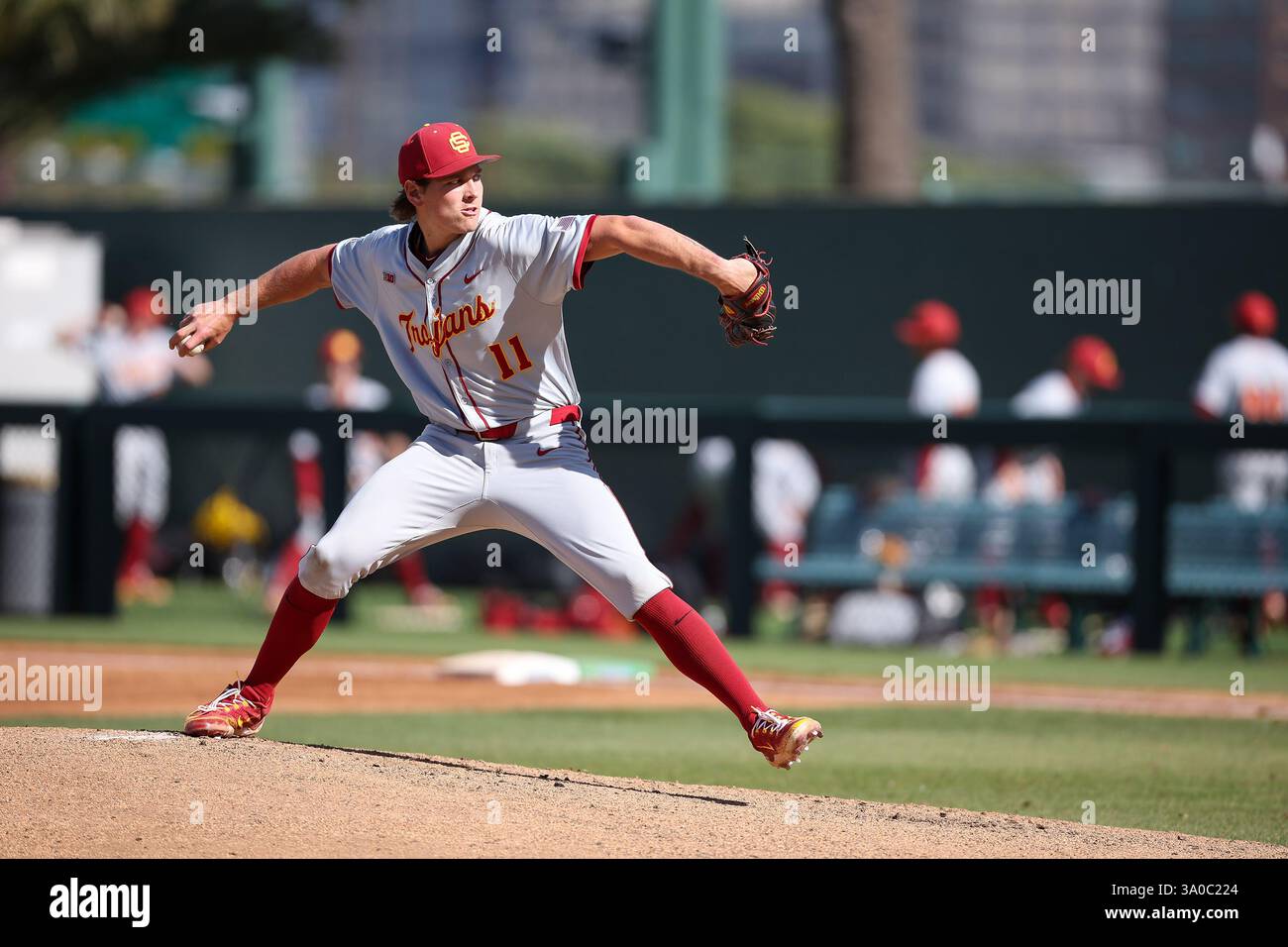 Los Angeles, USA. 2nd Mar, 2025. USC Pitcher Michael Ebner (11 ...