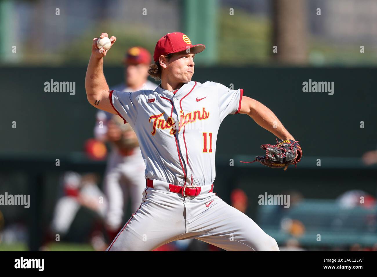 March 2, 2025: USC Pitcher Michael Ebner (11) delivers a pitch during ...