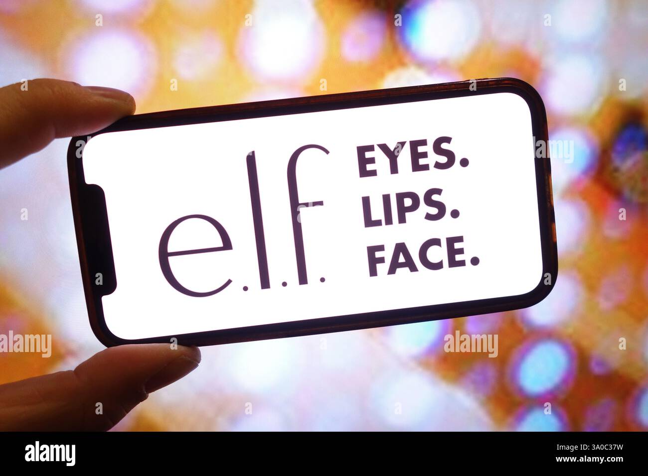 In this photo illustration, the e.l.f. Cosmetics company logo is seen ...