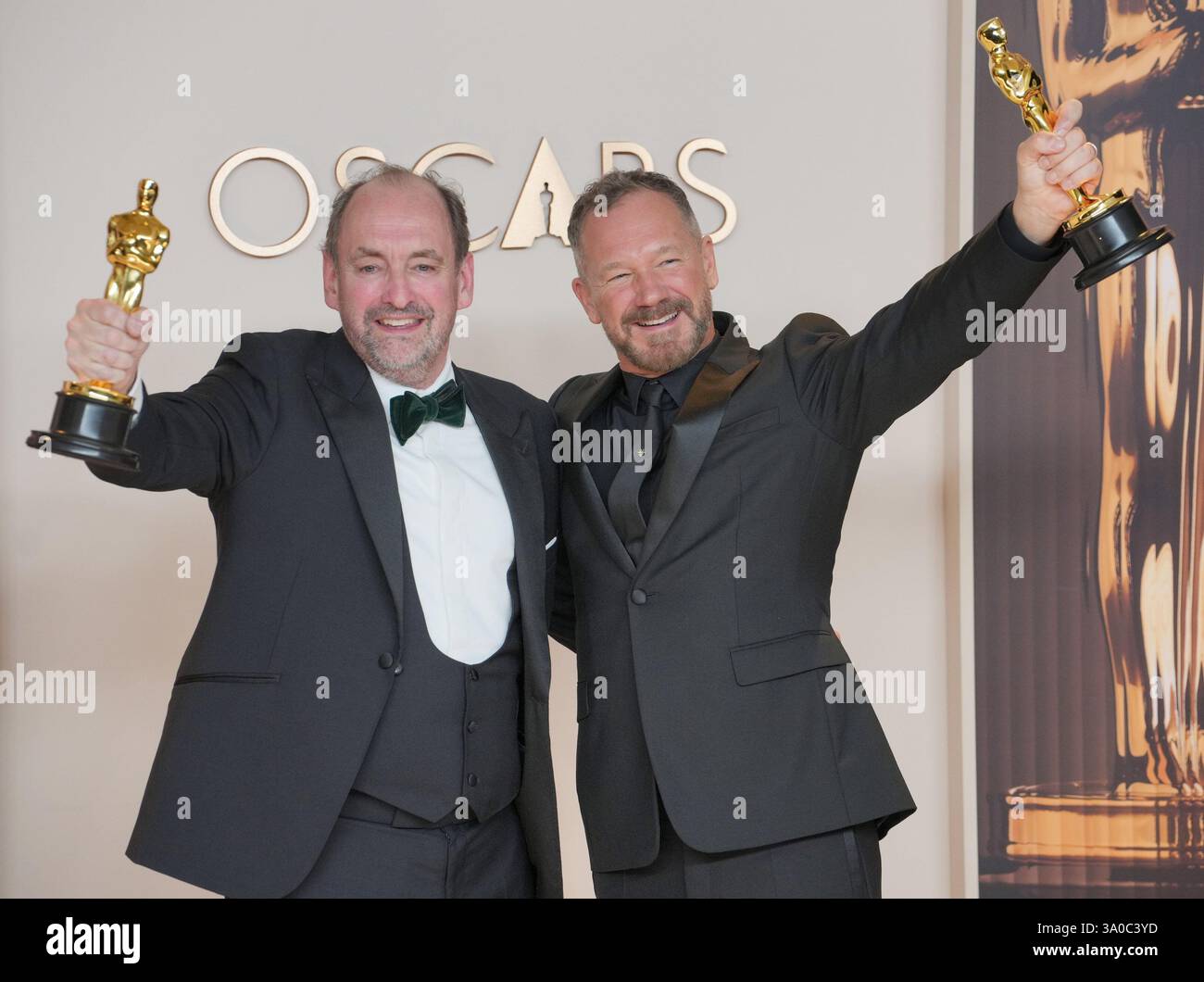 (L-R) Nathan Crowley and Lee Sandales, winners of the Best Production ...
