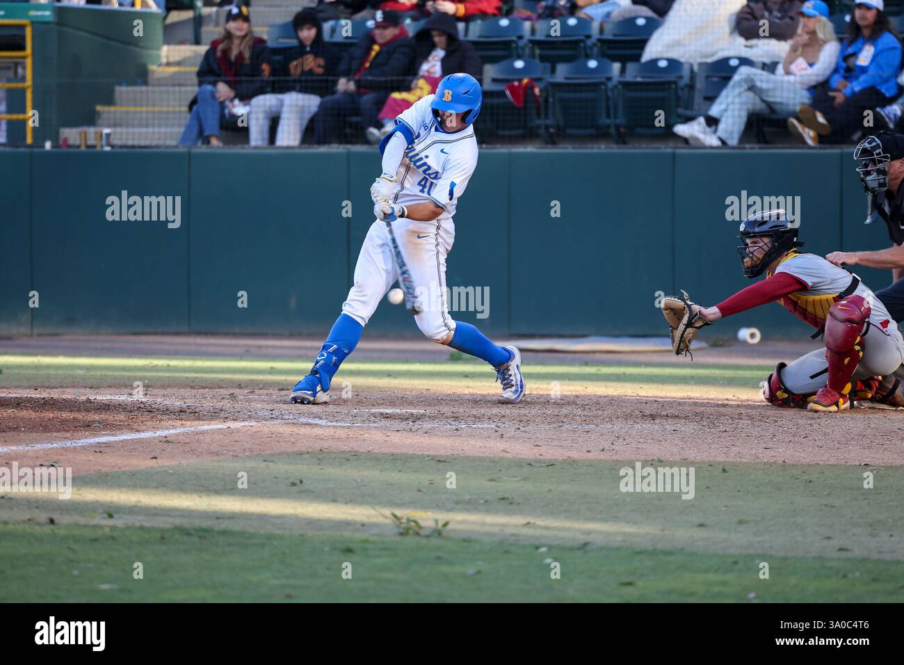 Los Angeles, USA. 2nd Mar, 2025. UCLA catcher Cashel Dugger (40) at bat ...