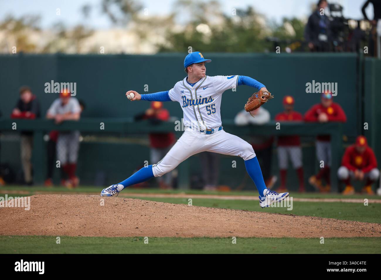March 2, 2025: UCLA relief pitcher Michael Barnett (55) delivers a ...
