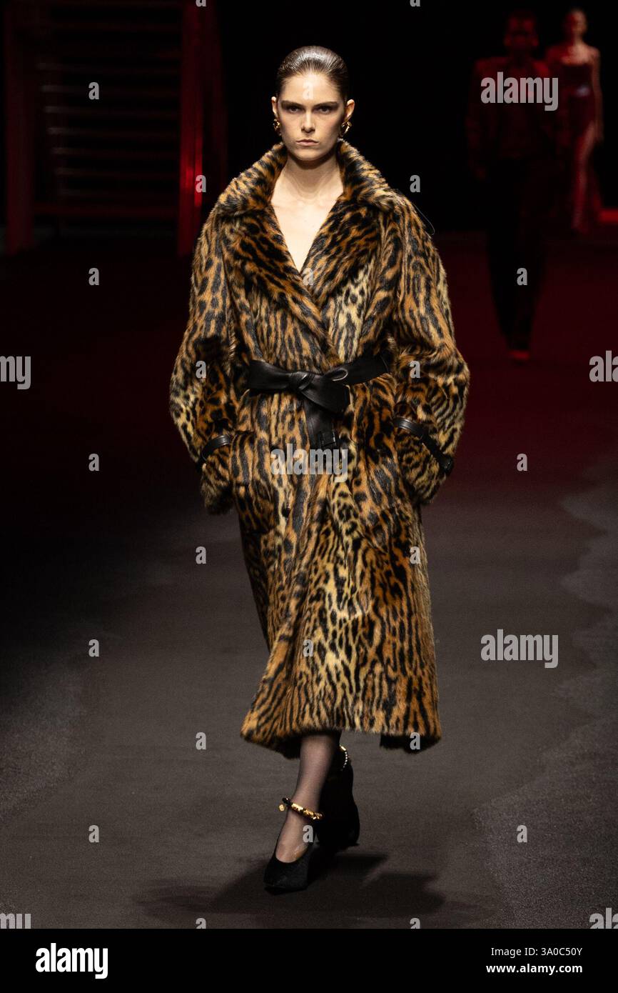 Milan, Italy. 27th Feb, 2025. A model walks the runway during the ...