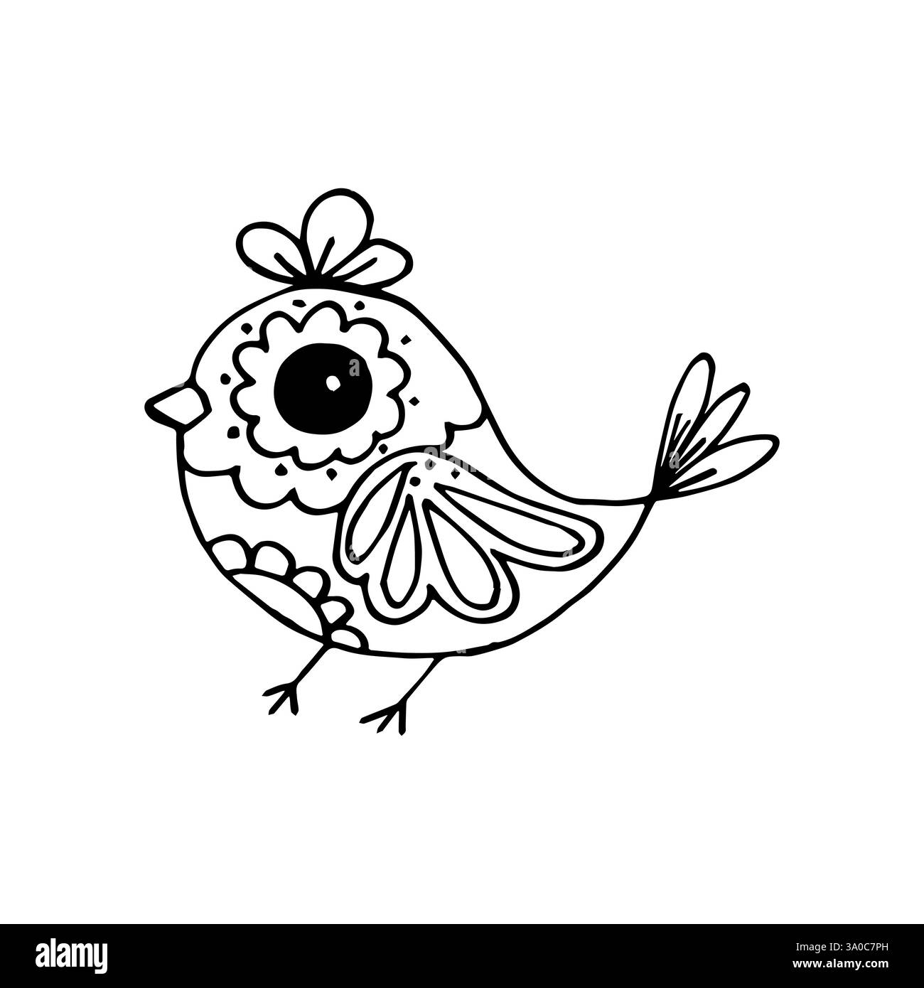 Birdie. Textile template. Decorative folk element, ethnic decor ...