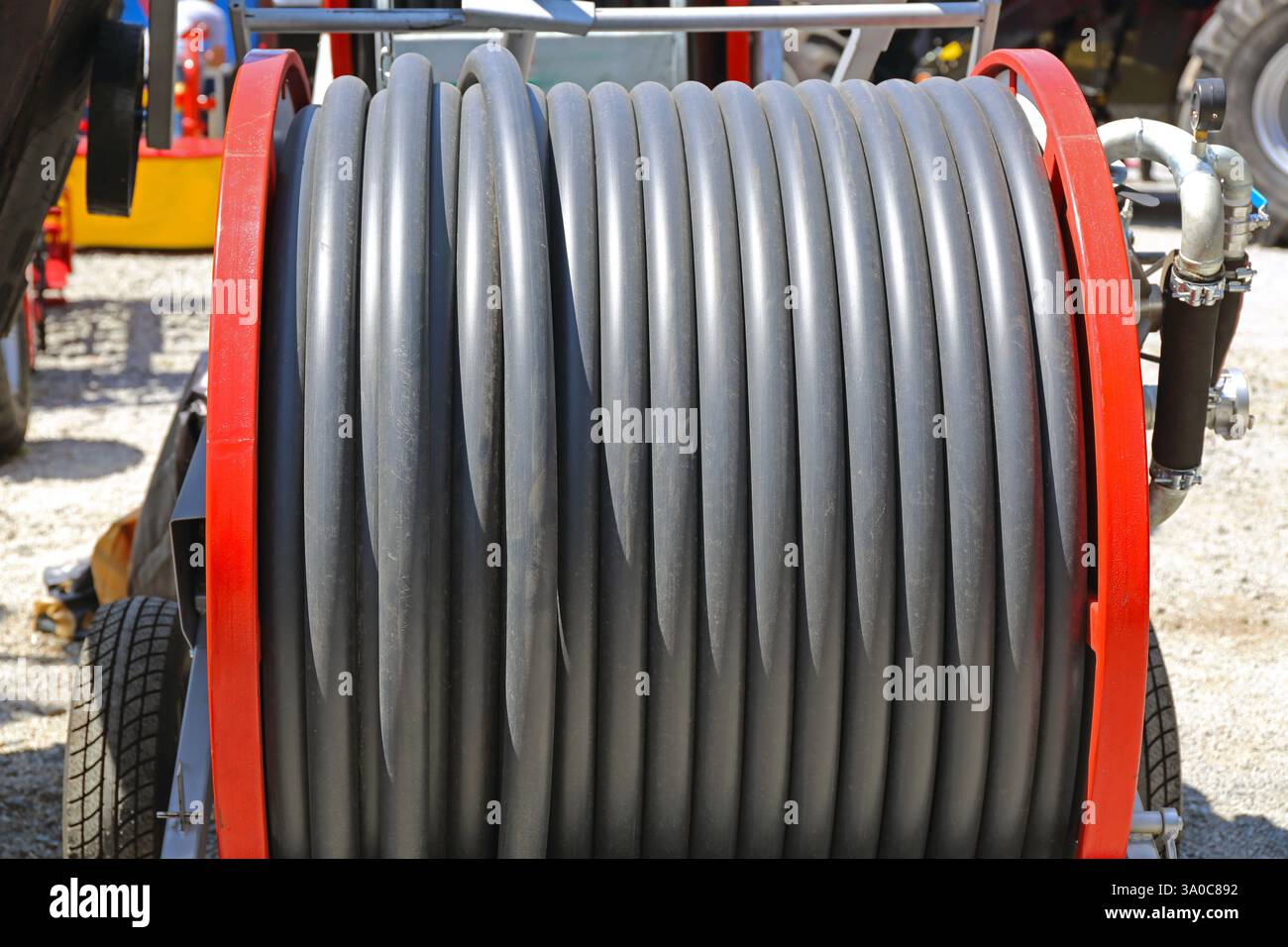 Long Plastic Pipe Hose at Coil Trailer for Water Irrigation Farming ...