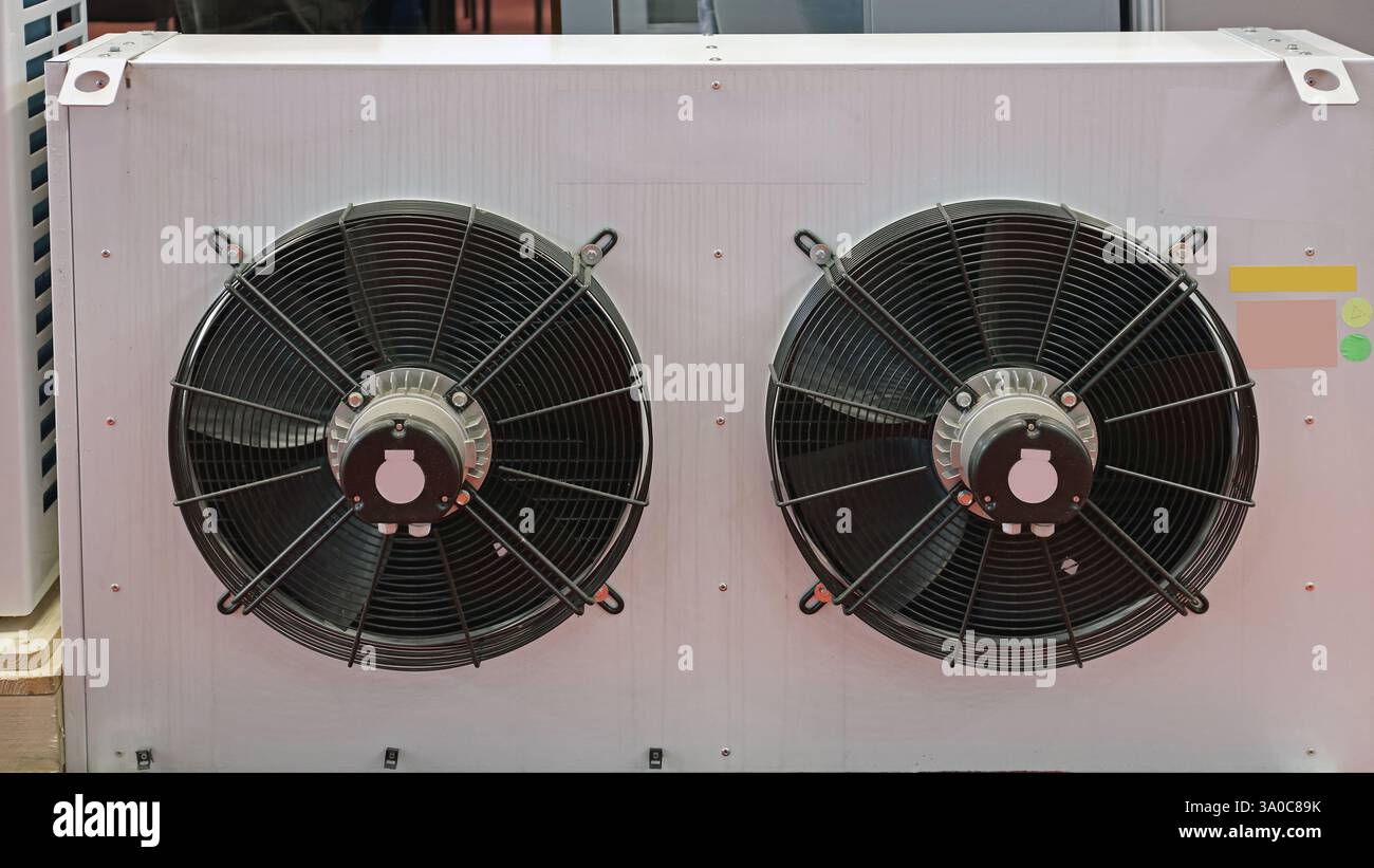 Two Cooling Fans at Industrial Equipment Machine Hvac Stock Photo - Alamy