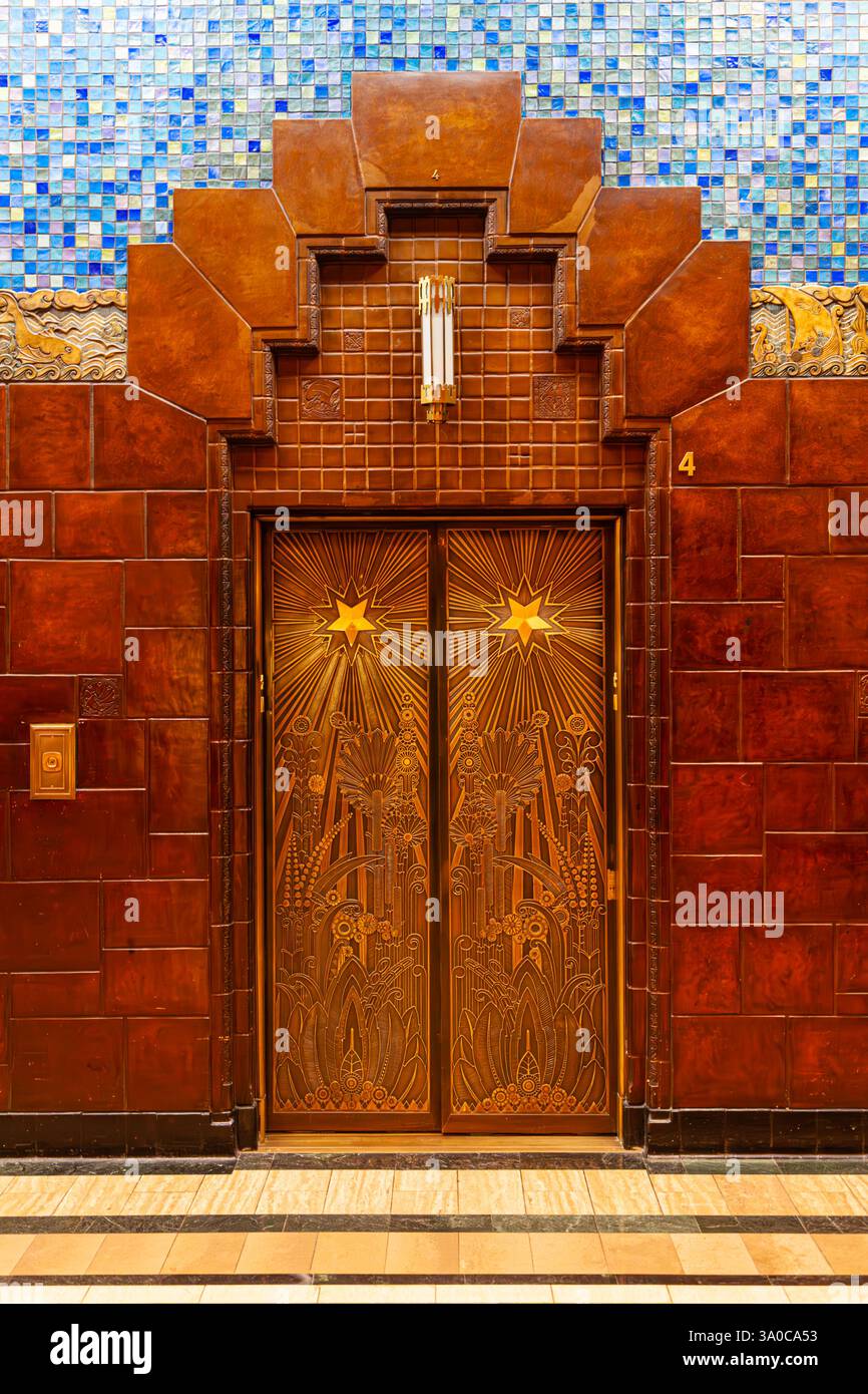Original Art Deco elevator door in the Marine Building in Vancouver ...