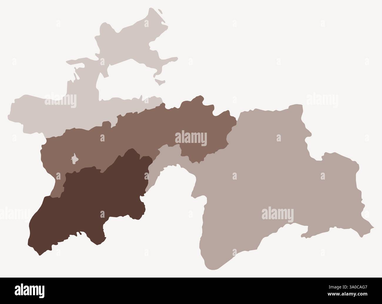 Map of Tajikistan with regions. Just a simple country border map with ...