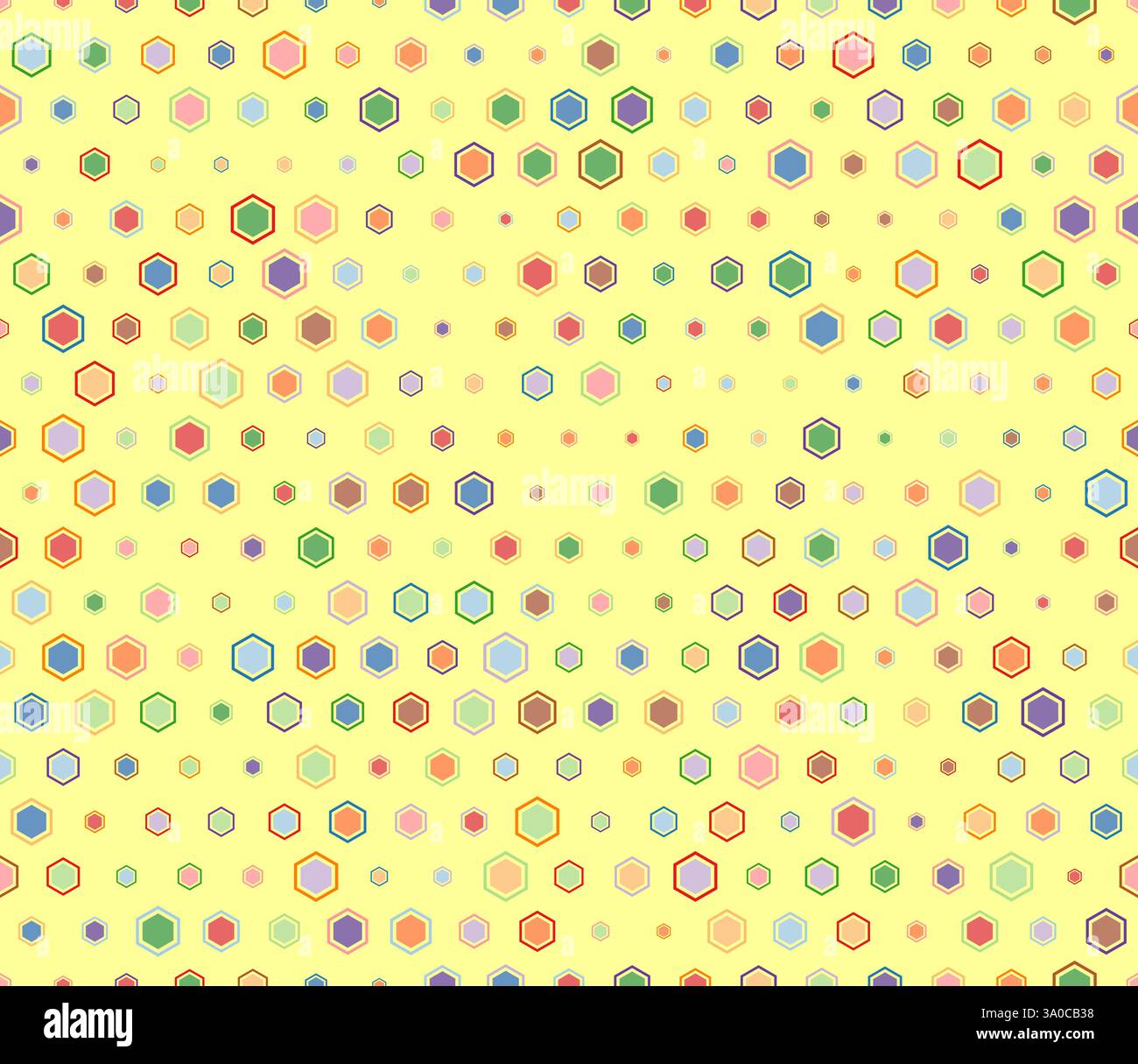 Abstract pattern of hexagon shapes. Multicolored geometric elements of varied size. Hexagon bold ...